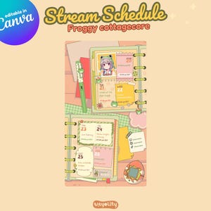 Stream Week Schedule | Froggy Cottagecore Stream Schedule | Cute ...