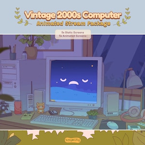 Animated Vintage 2000s Computer Overlay Package | Streamlabs Cottage ...