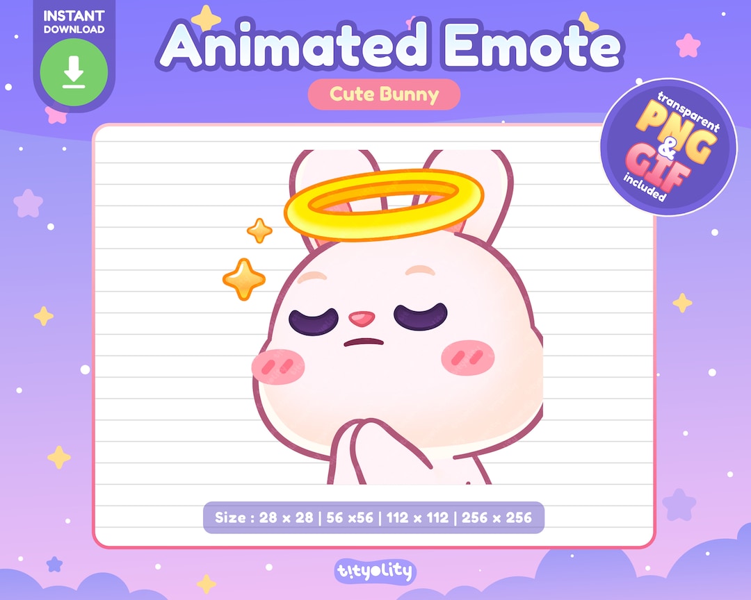 Cute Bunny Animated Emote | Pray Emote | Kawaii White Rabbit Emoji for ...