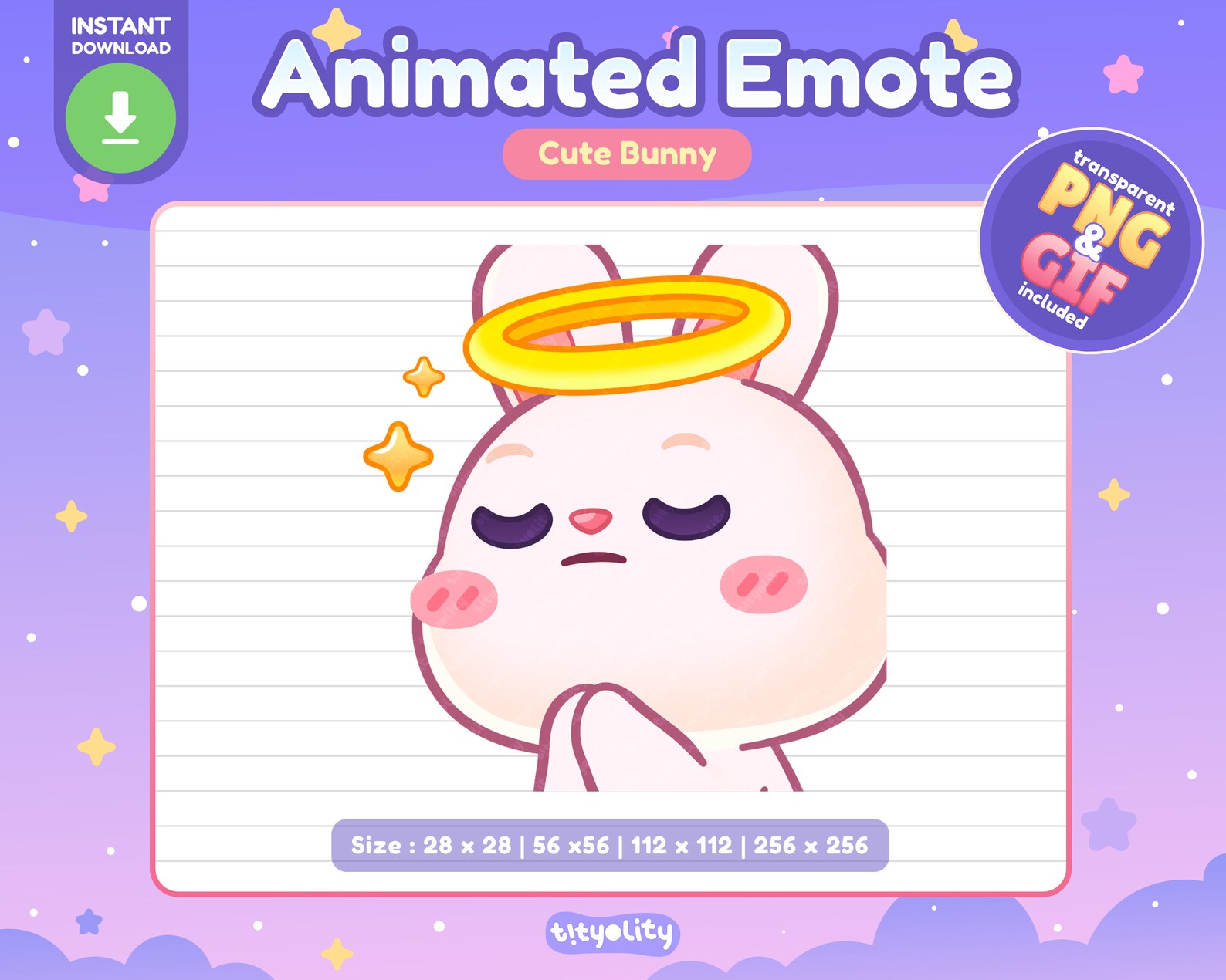 Cute Bunny Animated Emote | Pray Emote | Kawaii White Rabbit Emoji for ...