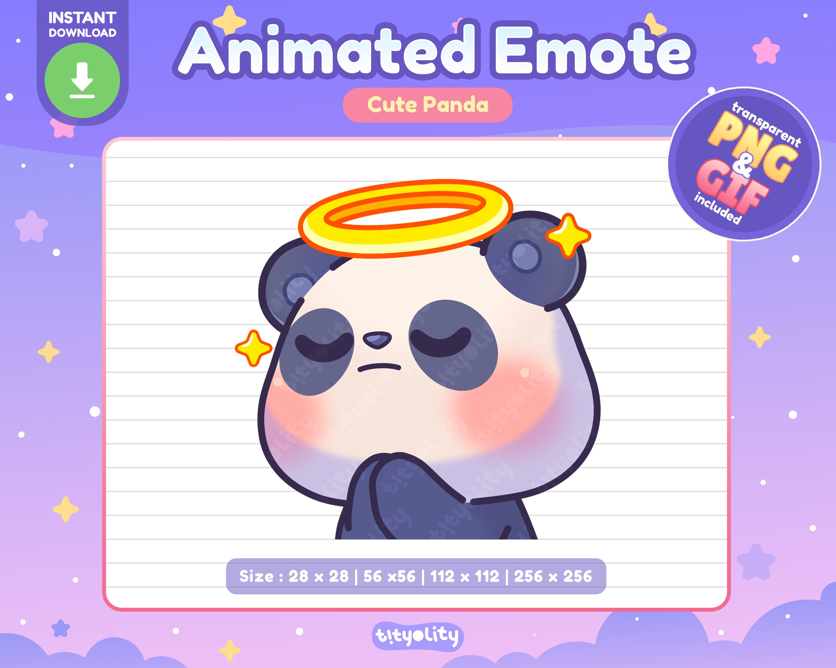 Cute Panda Animated Emote Pray Emote Kawaii Panda Emoji for Twitch ...