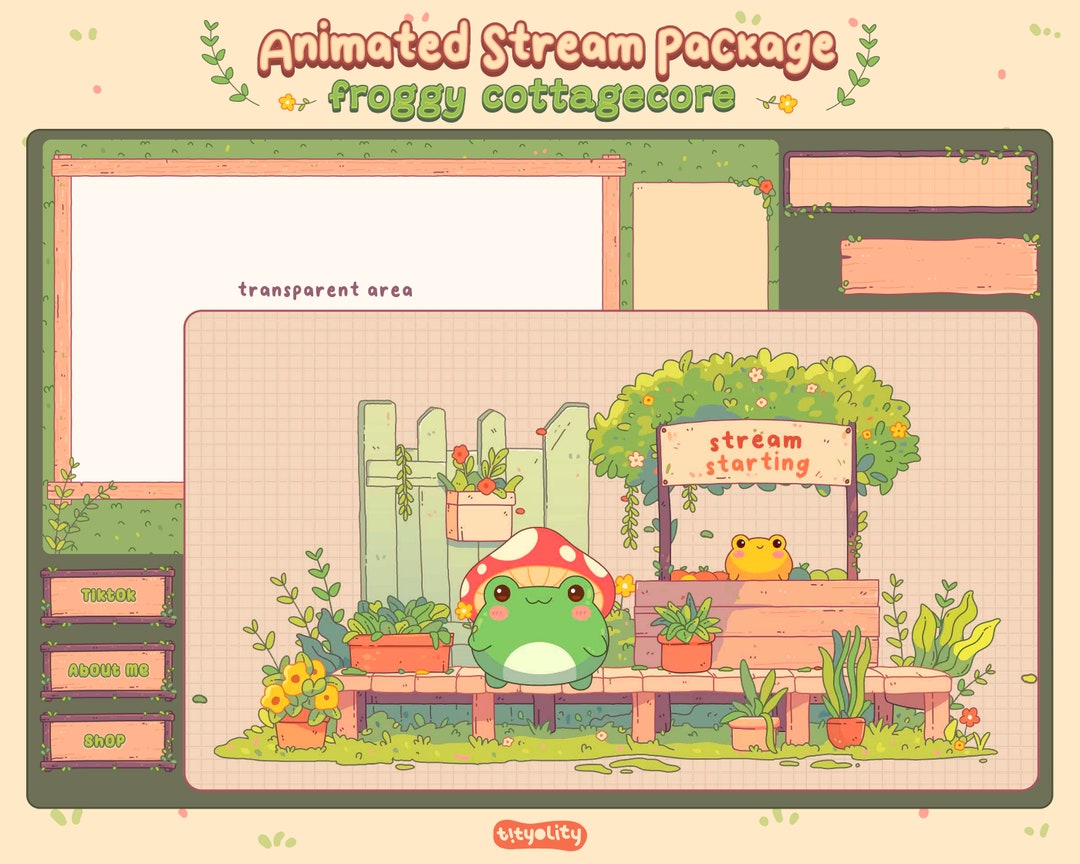 Froggy Cottagecore Animated Stream Overlay Package (digital Download ...