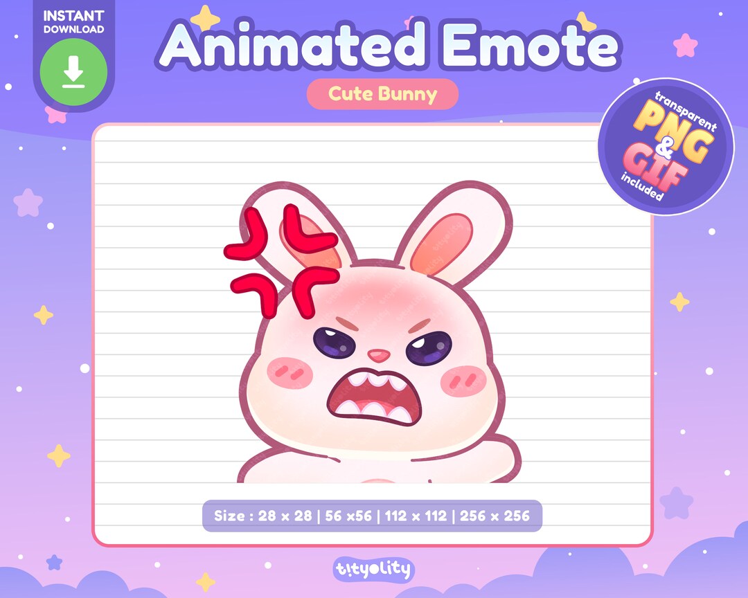 Angry Bunny Animated Emote: Mad Twitch Emoji (GIF & PNG) - Etsy