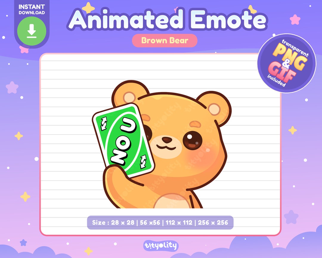 Cute Bear Animated Emote | No U Emote | Reverse Uno Card Emote | Kawaii ...