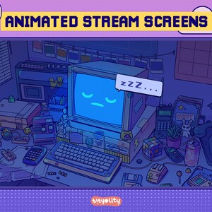 Retro Computer Animated Stream Screens: Purple Lofi Gamer Room (digital ...