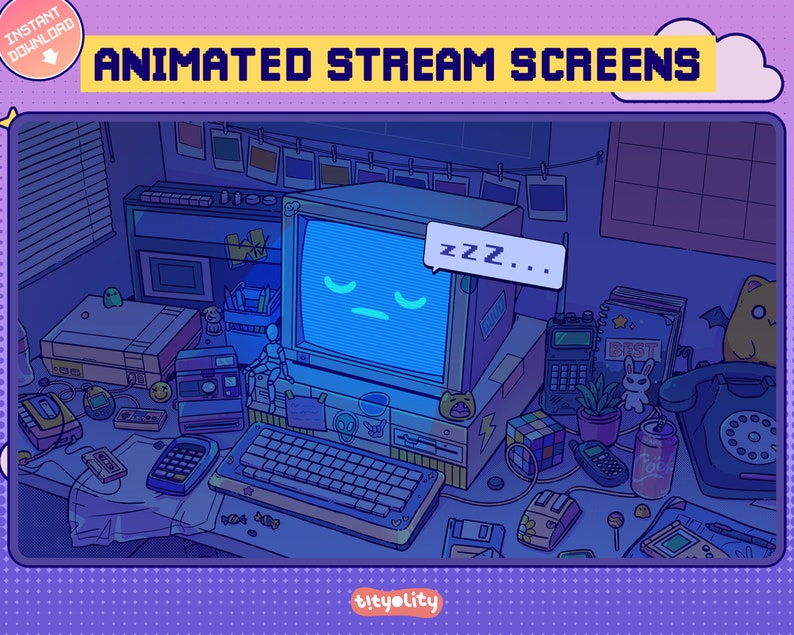 Pantallas de transmisión animadas por computadora retro: Sala de juegos ...