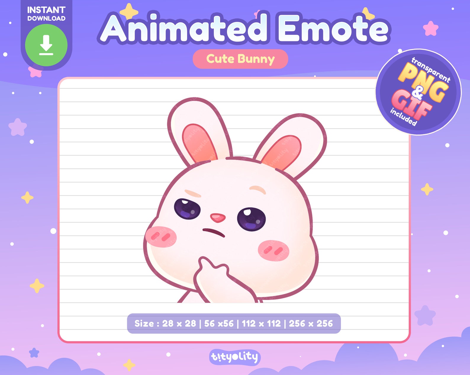 Cute Bunny Animated Emote Hmm Emote Thinking Emoji Kawaii White Rabbit ...