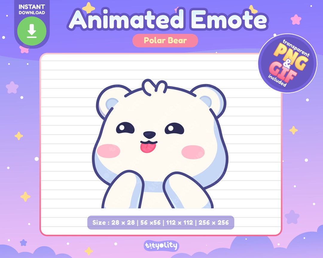 Cute Polar Bear Animated Emote | Blep Emote | Little Polar Bear Emoji ...