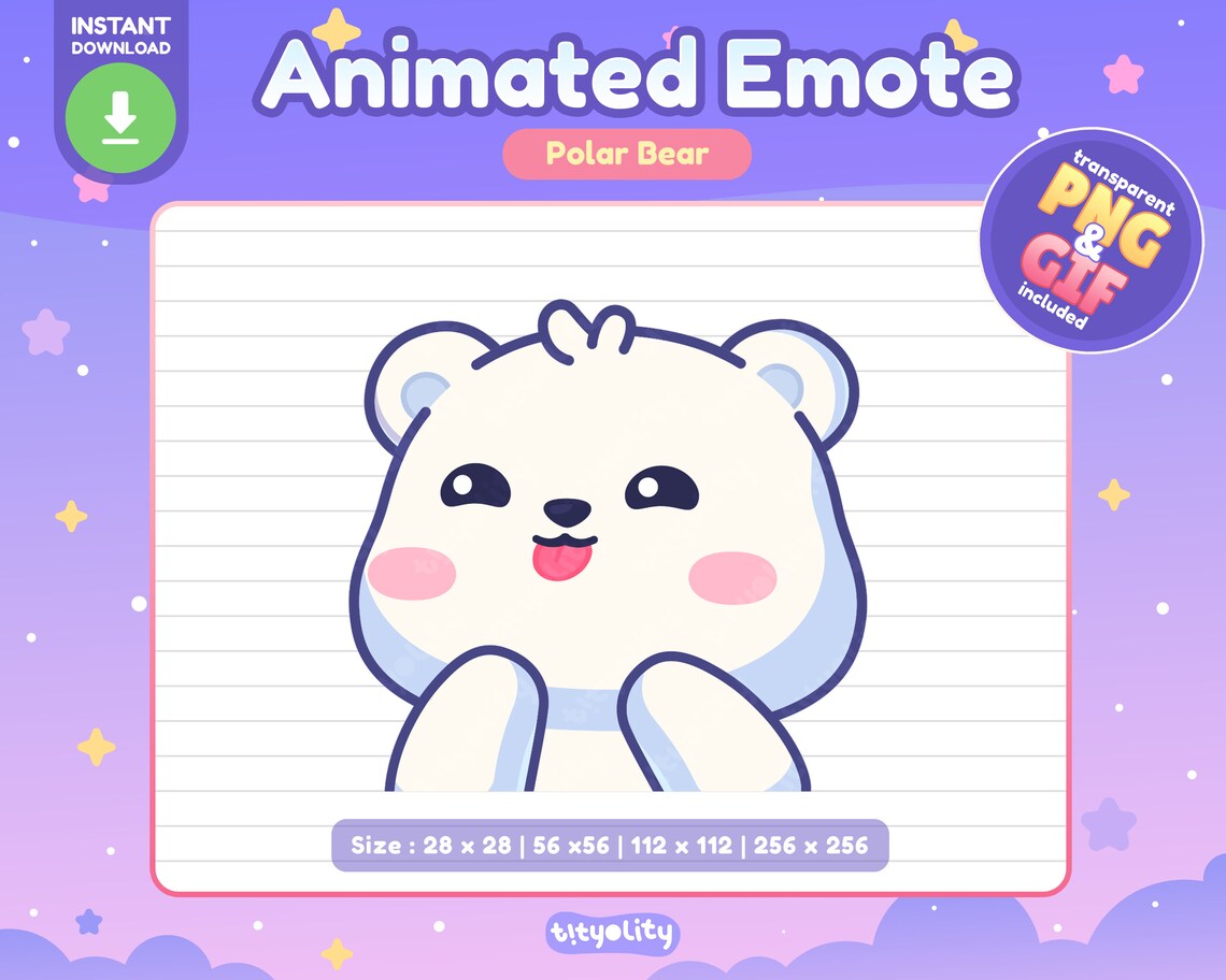 Cute Polar Bear Animated Emote | Blep Emote | Little Polar Bear Emoji ...