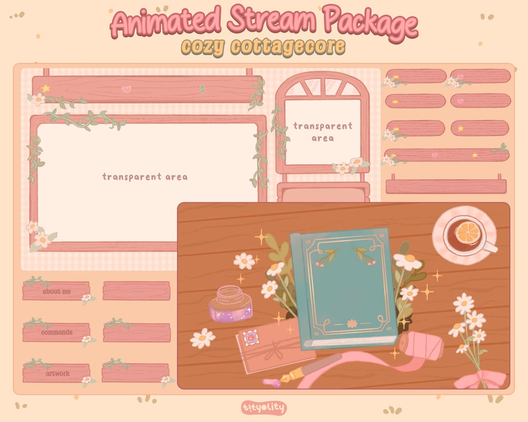 Stream Overlay Cottagecore Cute and Cozy | Animated Twitch Overlays | Vtuber Friendly ...