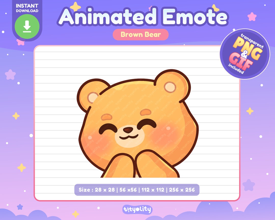 Cute Bear Animated Emote | Giggle Emote | Kawaii Brown Bear Emoji for ...