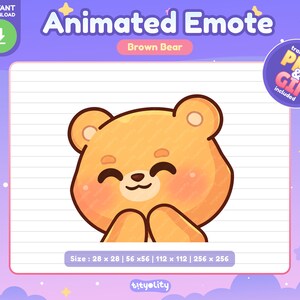 Cute Bear Animated Emote | Giggle Emote | Kawaii Brown Bear Emoji for ...