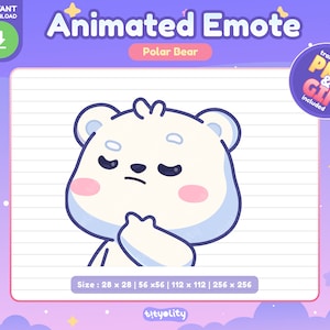 Cute Polar Bear Animated Emote | Hmm Emote | Thinking Emoji | Little ...