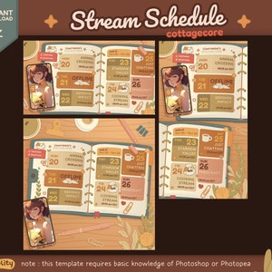 Stream Week Schedule | Cottagecore Stream Schedule | Cute Cat Schedule ...