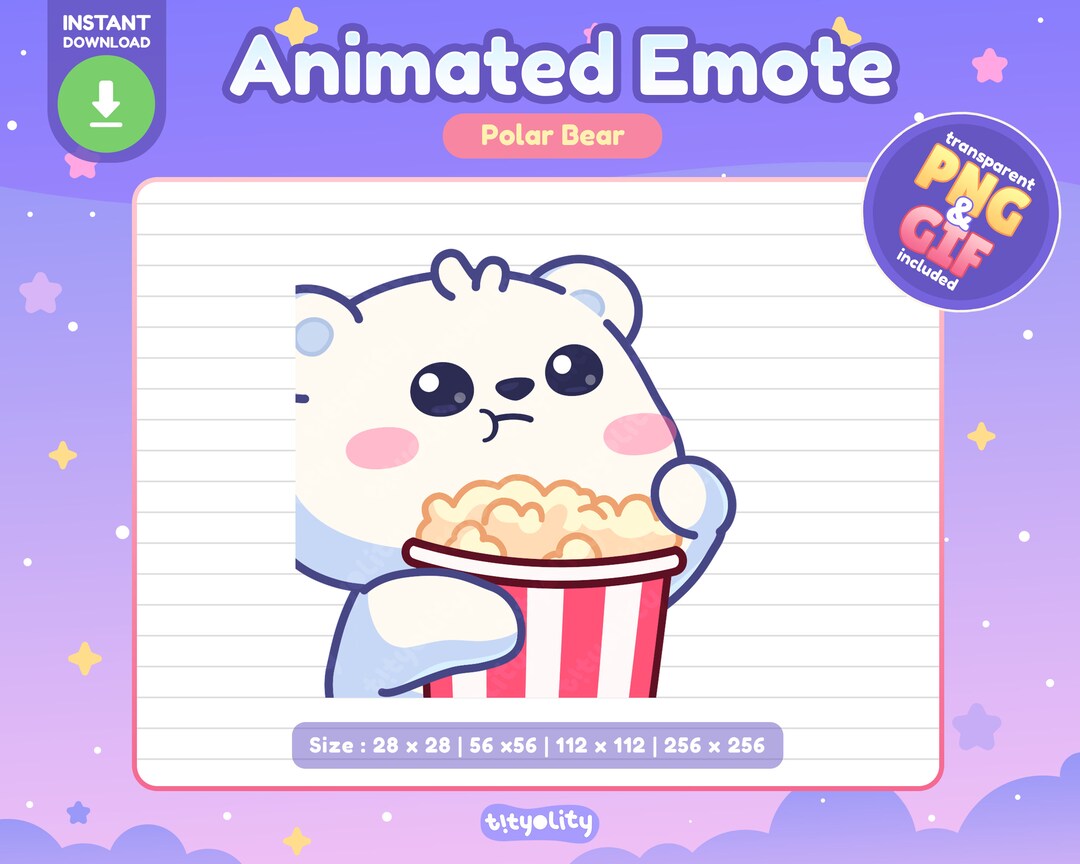 Cute Polar Bear Animated Emote | Popcorn Emote | Little Polar Bear ...