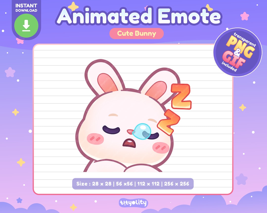 Cute Bunny Animated Emote | Sleep Twitch Emote| Kawaii White Rabbit ...
