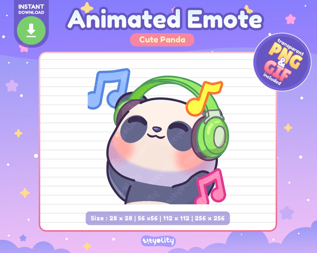 Cute Panda Animated Emote | Music Emote | Jamming | Kawaii Panda Emoji ...