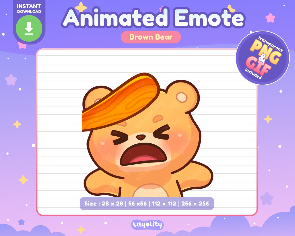 Cute Bear Animated Emote Bonk Emote Kawaii Brown Bear Emoji for Twitch ...