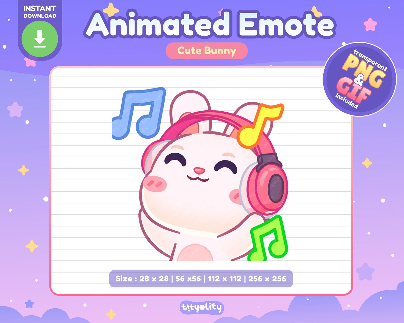 Cute Bunny Animated Emote Music Emote Jamming Kawaii White Rabbit Emoji ...