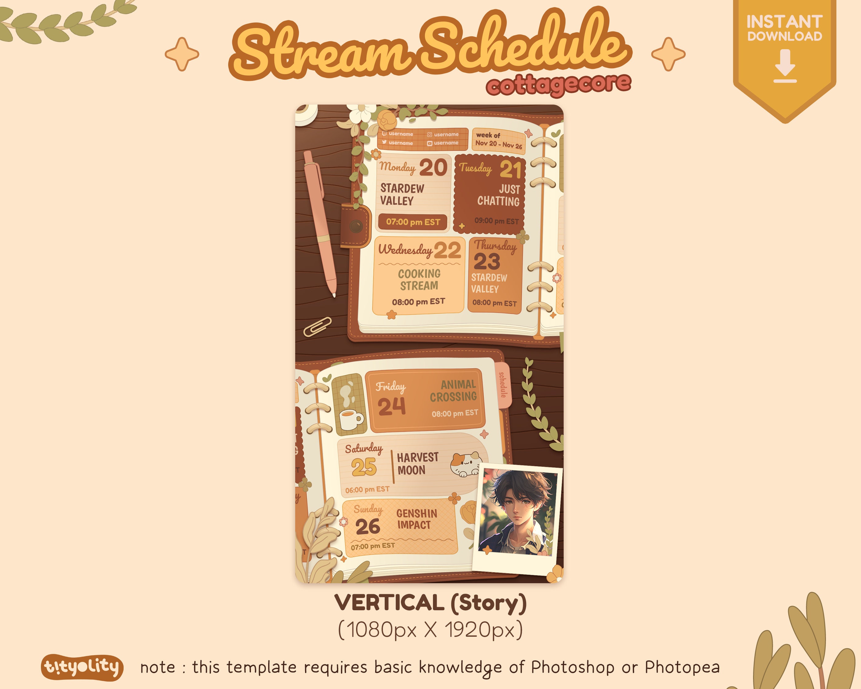 Cottagecore Stream Schedule | Stream Week Schedule | Cute Cat Schedule ...