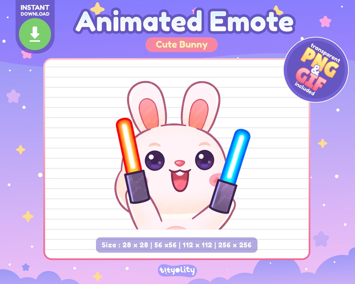 Cute Bunny Animated Emote Cheer Emote Kawaii White Rabbit Emoji for ...