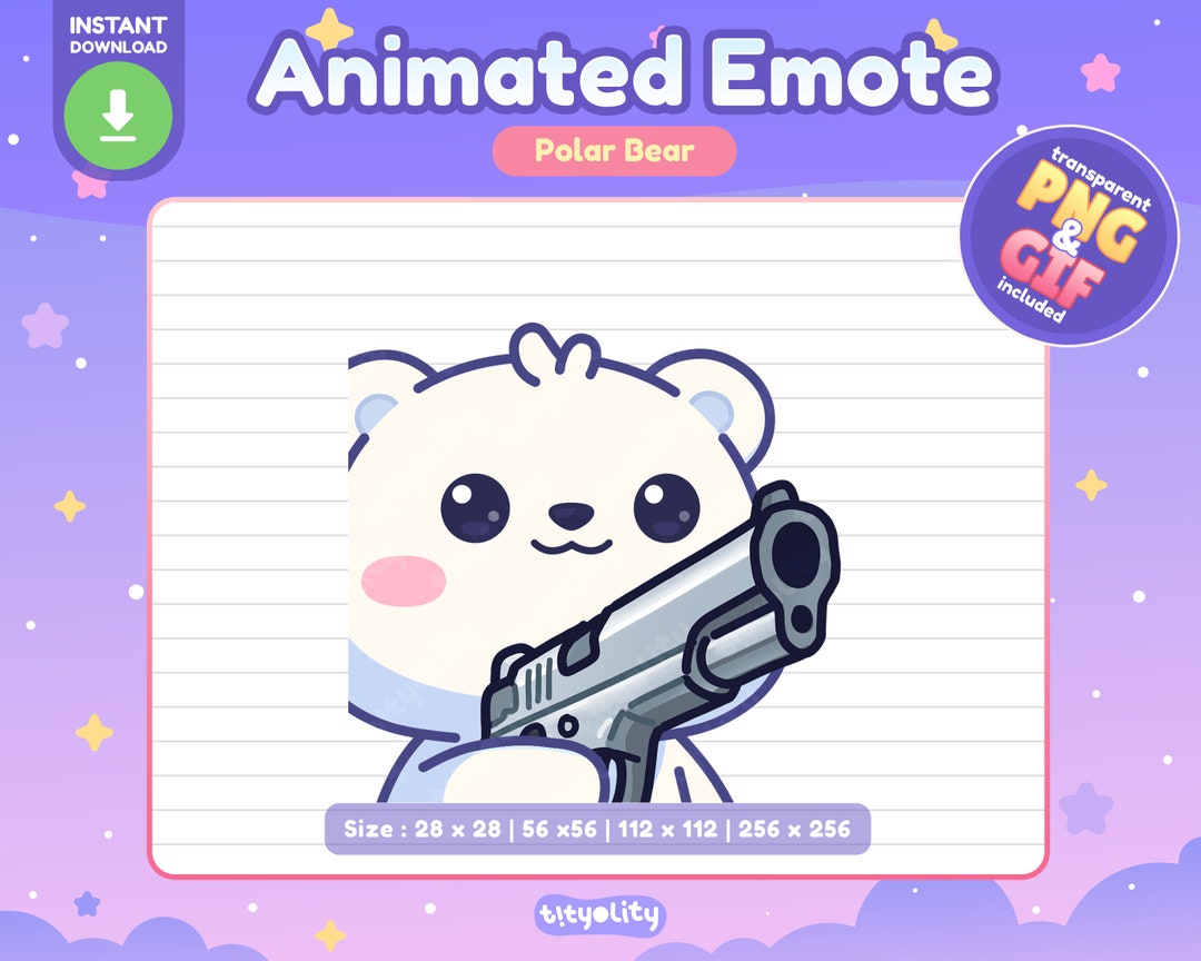Cute Polar Bear Animated Emote | Gun Emote | Little Polar Bear Emoji ...