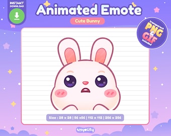 Cute Bunny Animated Emote Cheer Emote Kawaii White Rabbit Emoji for ...