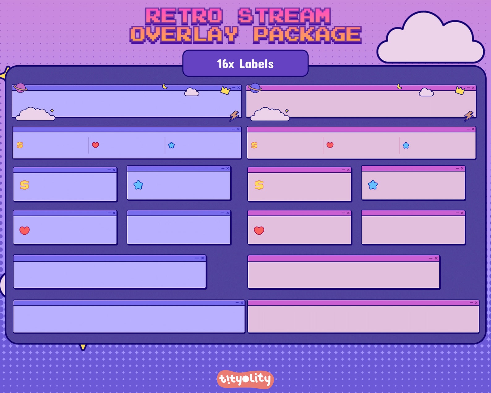 Animated Retro Computer Overlay Package Streamlabs Purple Classic Vibes ...