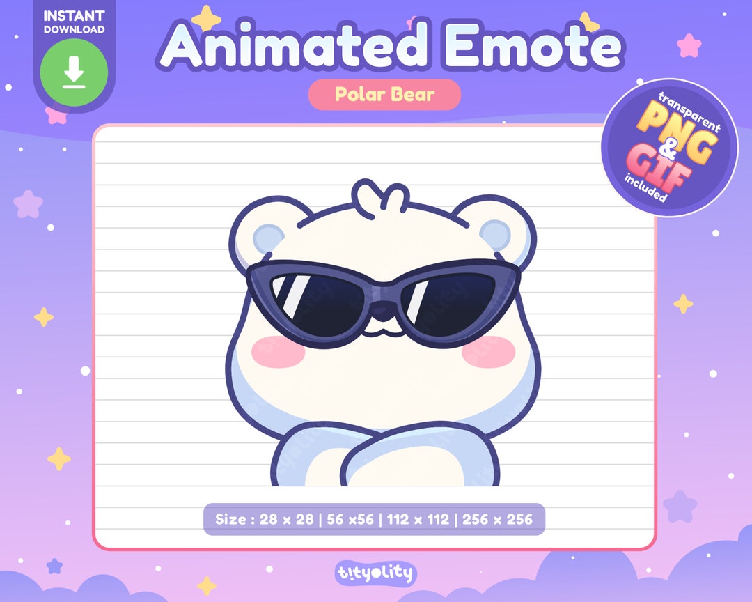 Cute Polar Bear Animated Emote | Cool Emote | Wink Emoji | Little Polar ...