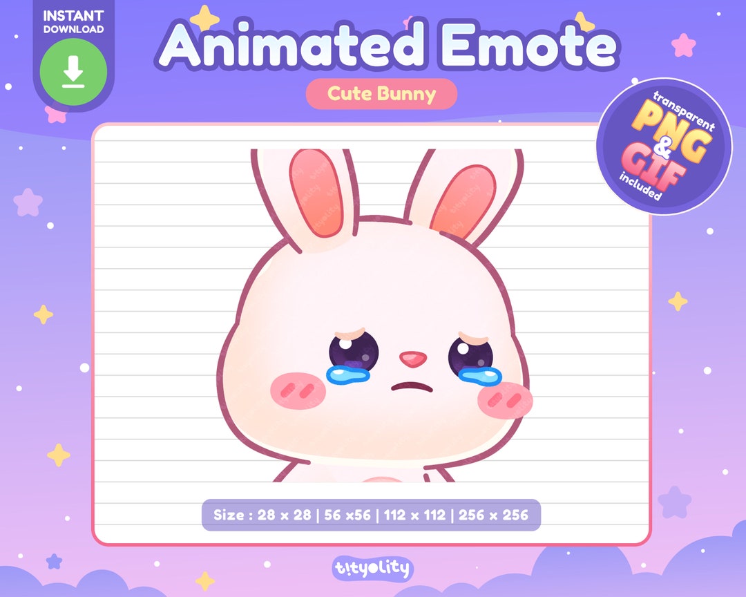Cute Bunny Animated Emote | Sad Emote | Kawaii White Rabbit Emoji for ...