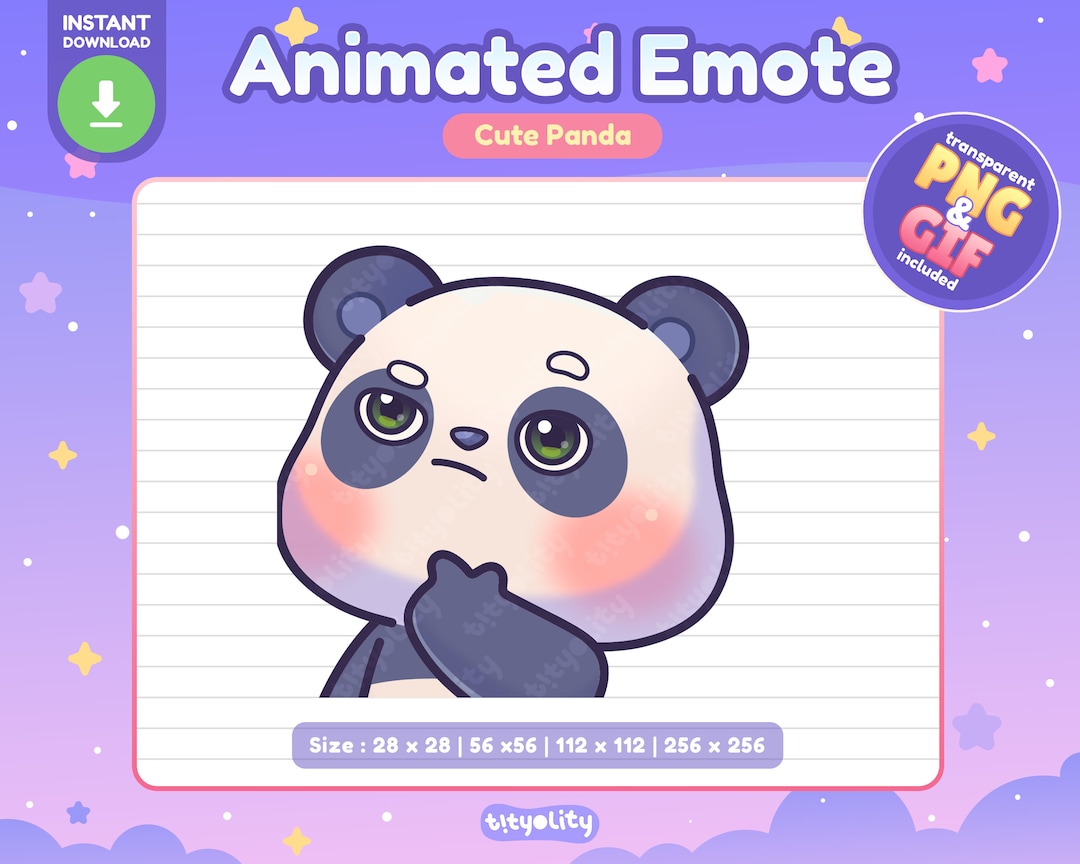 Cute Panda Animated Emote | Hmm Emote | Thinking Emoji | Kawaii Panda ...