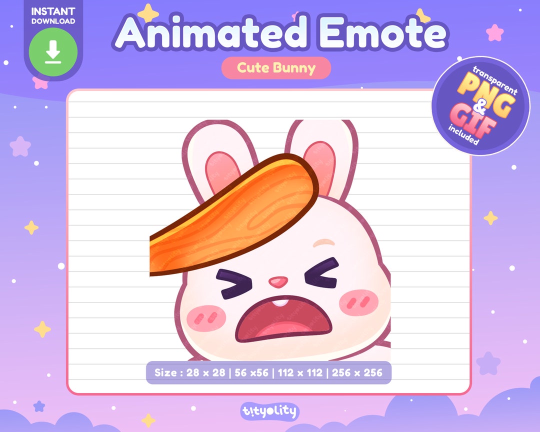Cute Bunny Animated Emote | Bonk Emote | Kawaii White Rabbit Emoji for ...