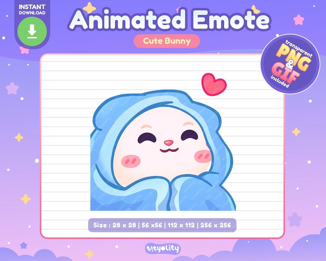 Cute Bunny Animated Emote | Comfy Emote | Kawaii White Rabbit Emoji for ...