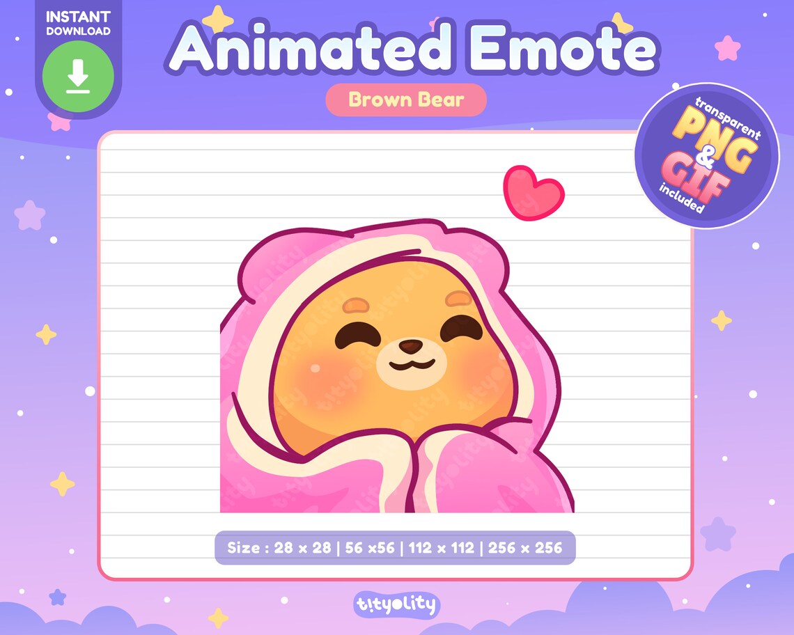 Cute Bear Animated Emote Comfy Emote Kawaii Brown Bear Emoji for Twitch ...