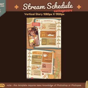 Stream Week Schedule | Cottagecore Stream Schedule | Cute Cat Schedule ...
