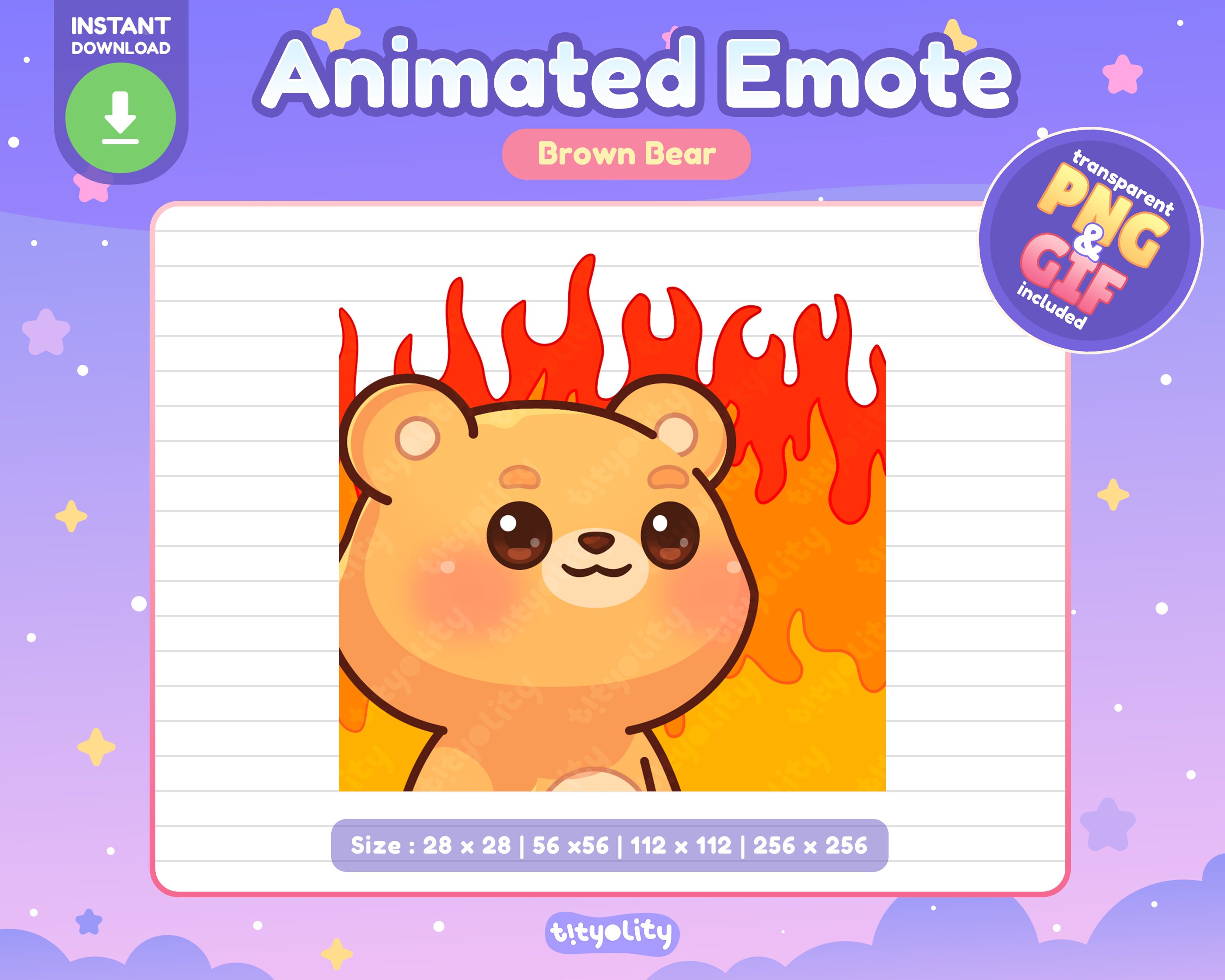 Cute Bear Animated Emote This is Fine Emote Kawaii Brown Bear Emoji for ...