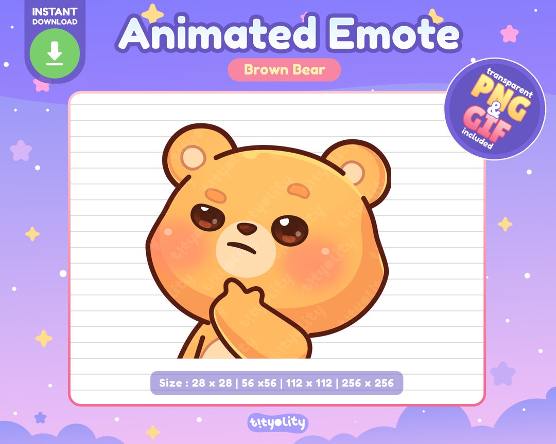 Cute Bear Animated Emote | Hmm Emote | Thinking Emoji | Kawaii Brown ...