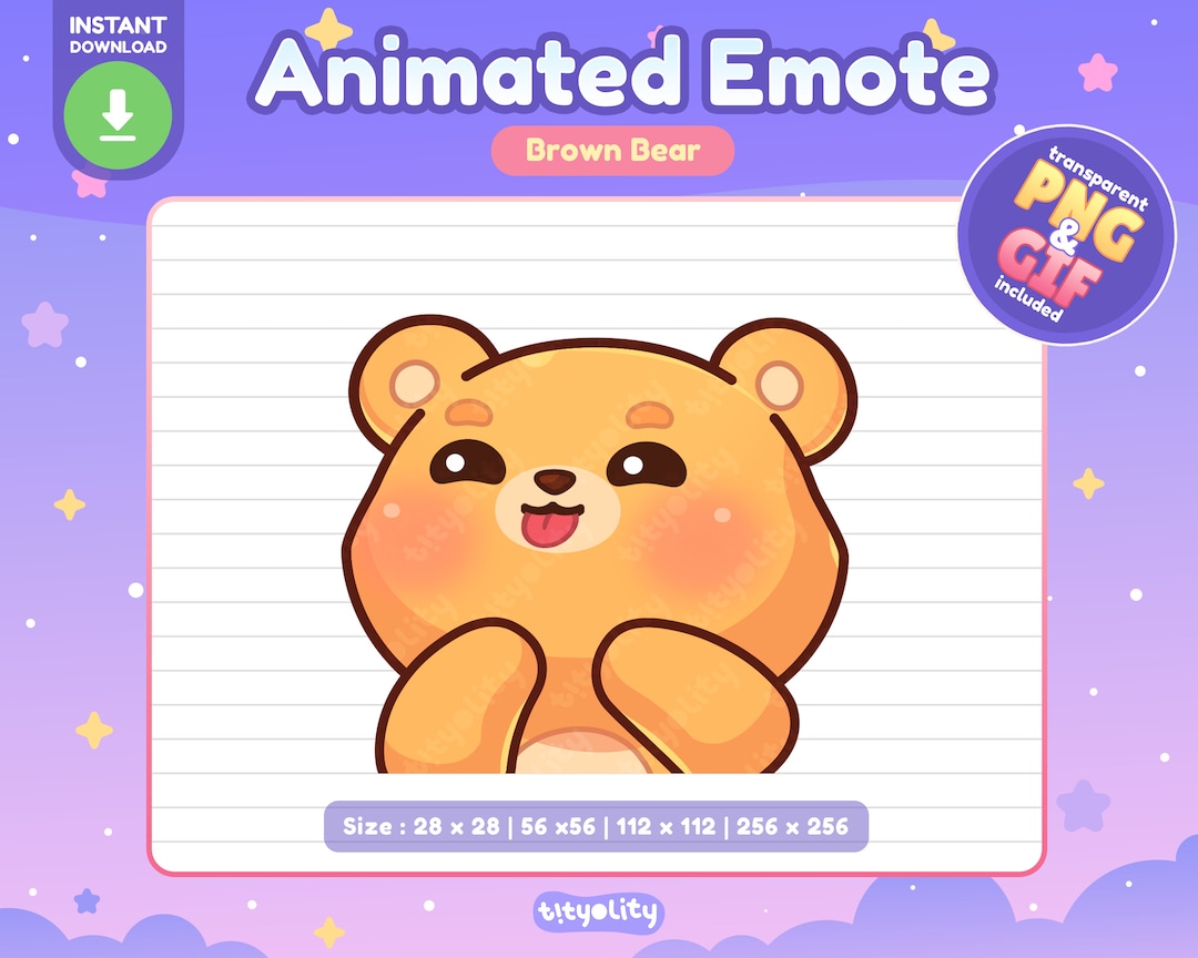 Cute Bear Animated Emote | Blep Emote | Kawaii Brown Bear Emoji for ...