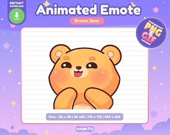 Cute Bear Animated Emote Pray Emote Kawaii Brown Bear Emoji for Twitch ...