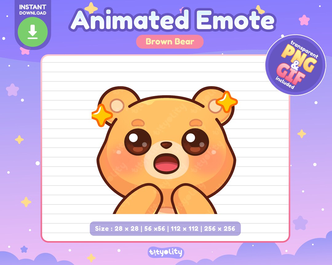 Cute Bear Animated Emote | Wow Emote | Poggers Emoji | Kawaii Brown ...