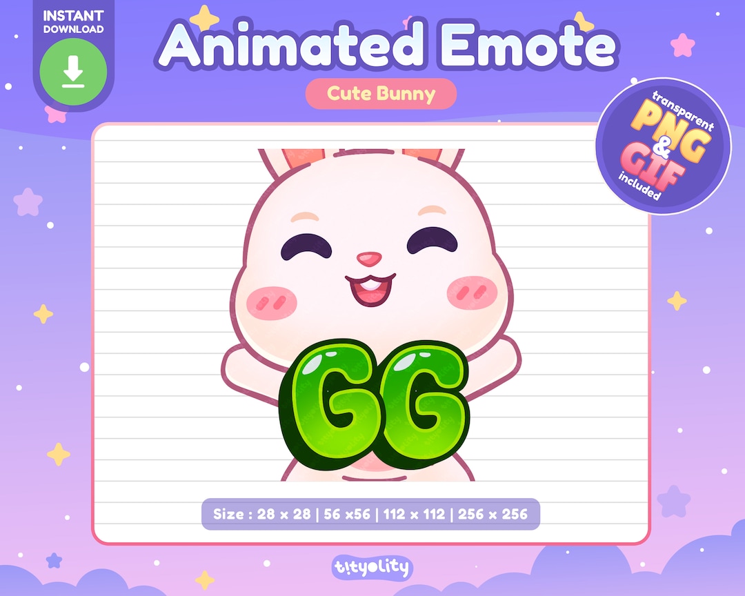 Cute Bunny GG Animated Emote | Twitch, Discord, Youtube (GIF & PNG) - Etsy