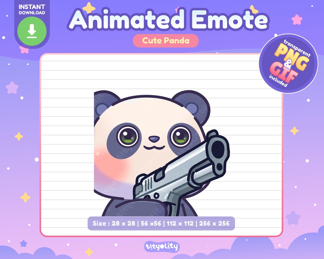 Cute Panda Animated Emote | Gun Emote | Kawaii Panda Emoji for Twitch ...