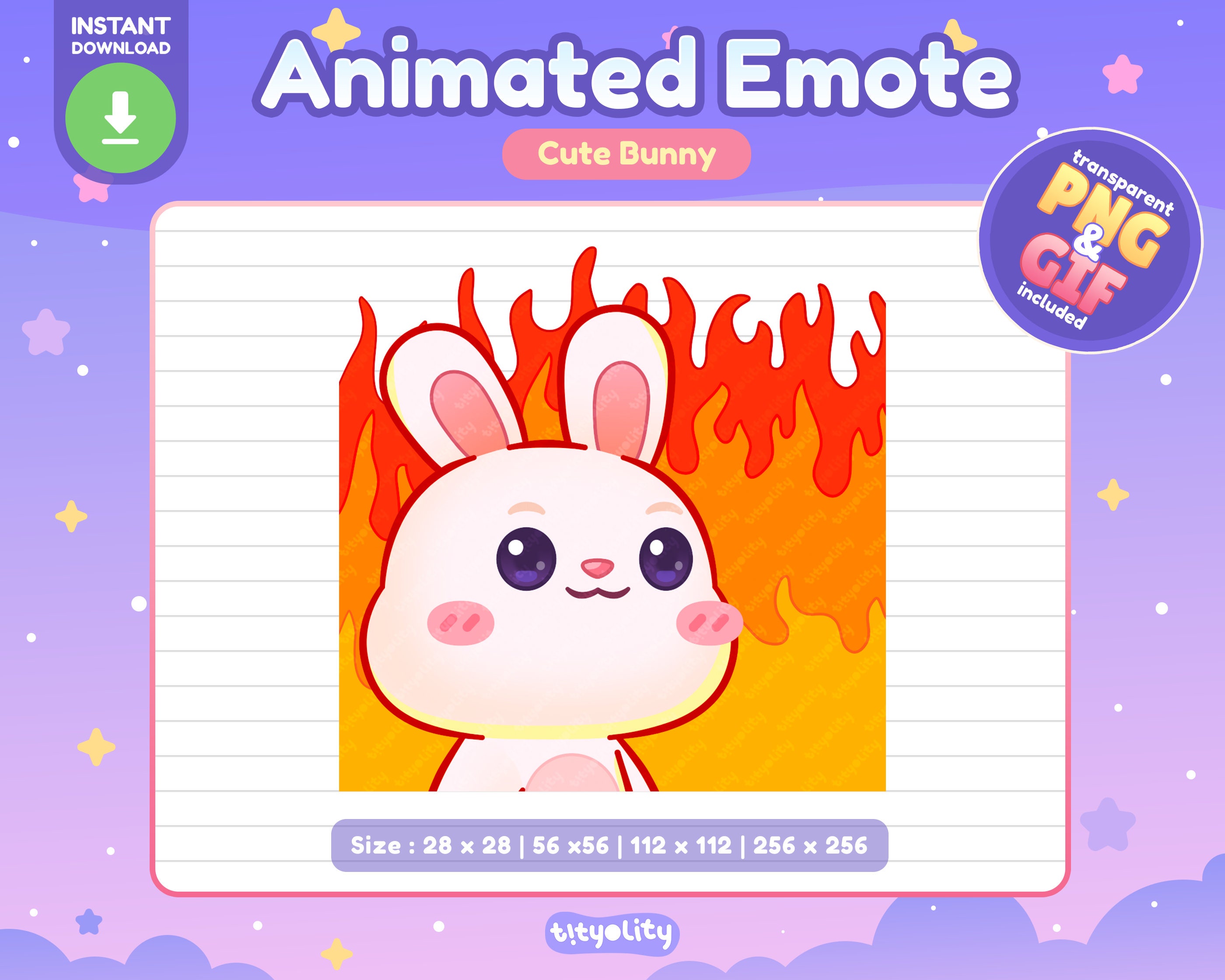 Cute Bunny Animated Emote This is Fine Emote Kawaii White Rabbit Emoji ...