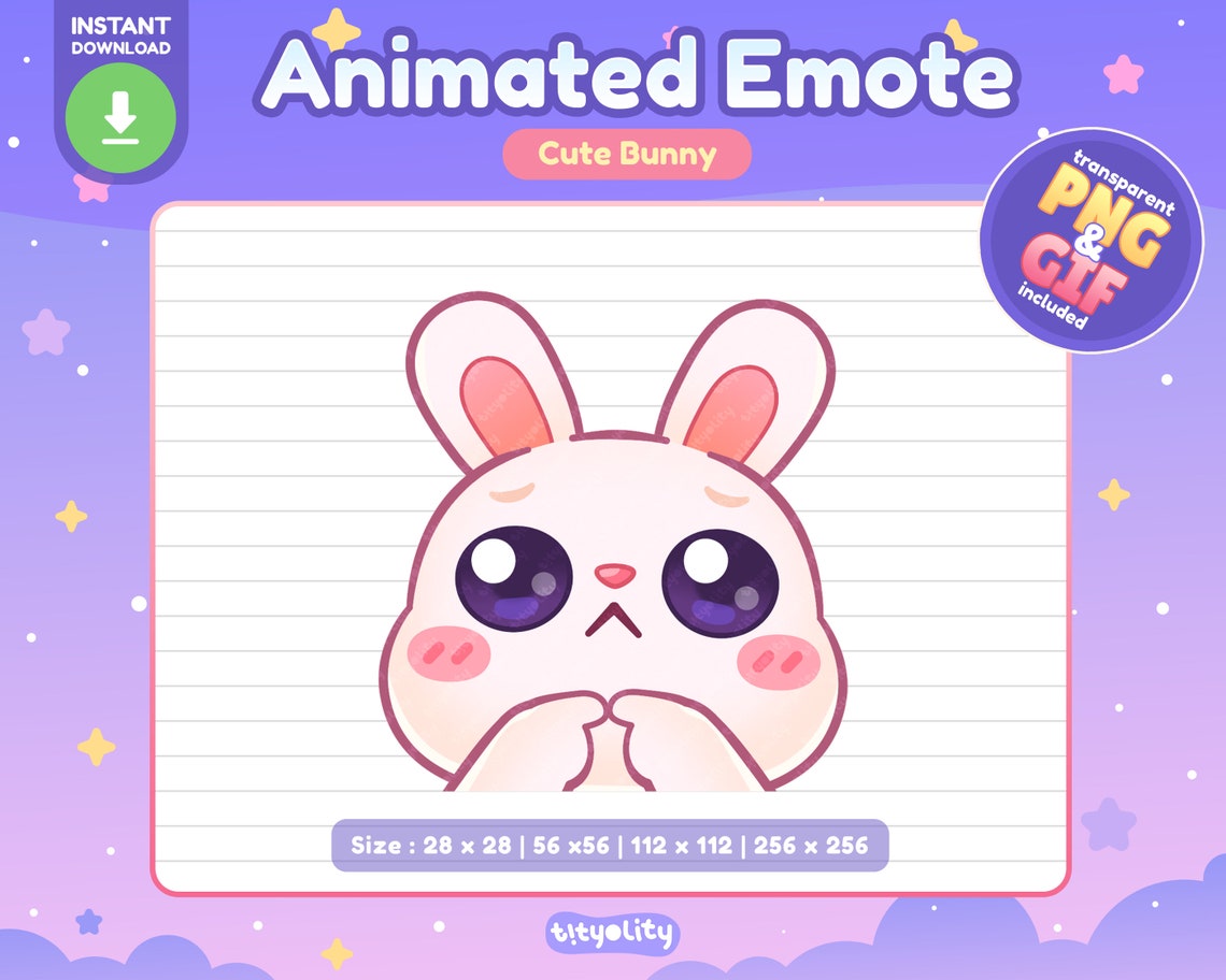 Cute Bunny Animated Emote Shy Emote Please Emoji Kawaii White Rabbit ...
