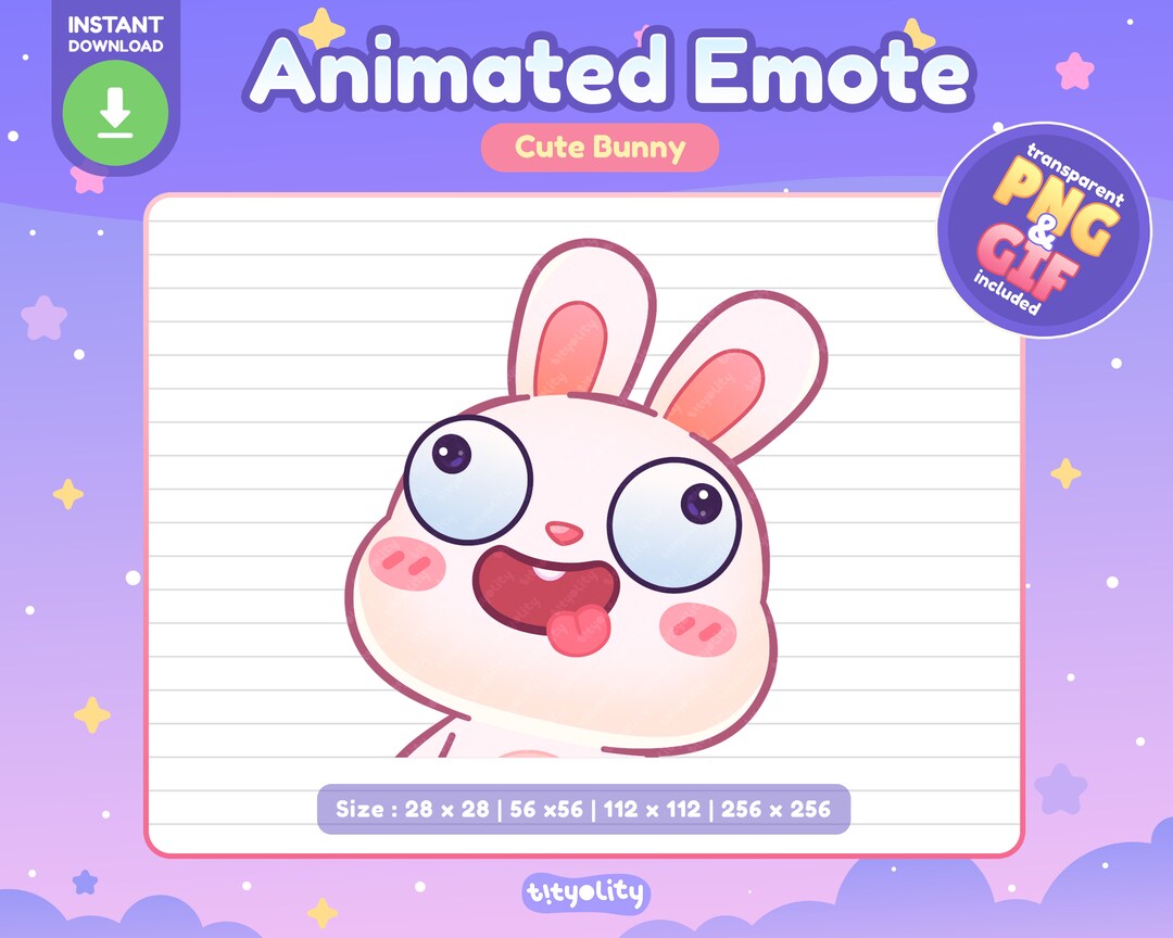 Cute Bunny Animated Emote | Derp Emote | Kawaii White Rabbit Emoji for ...
