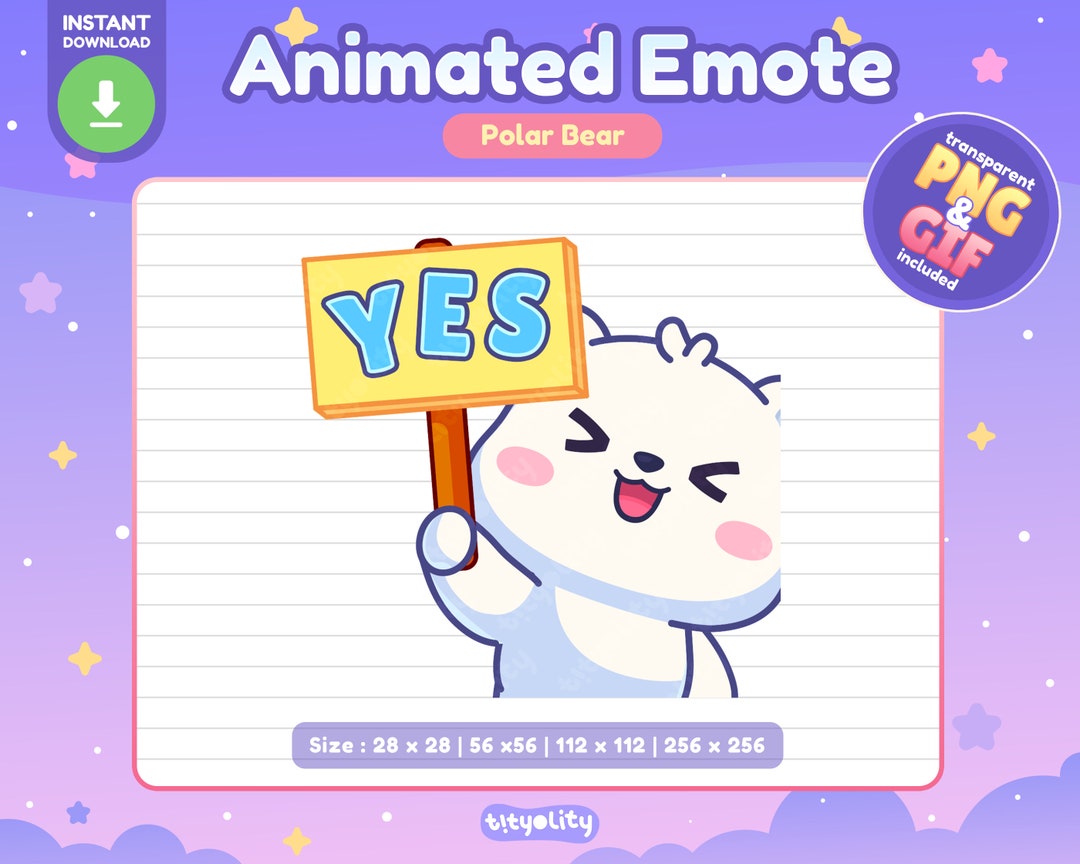 Cute Polar Bear Animated Emote | Yes Sign Emote | Little Polar Bear ...