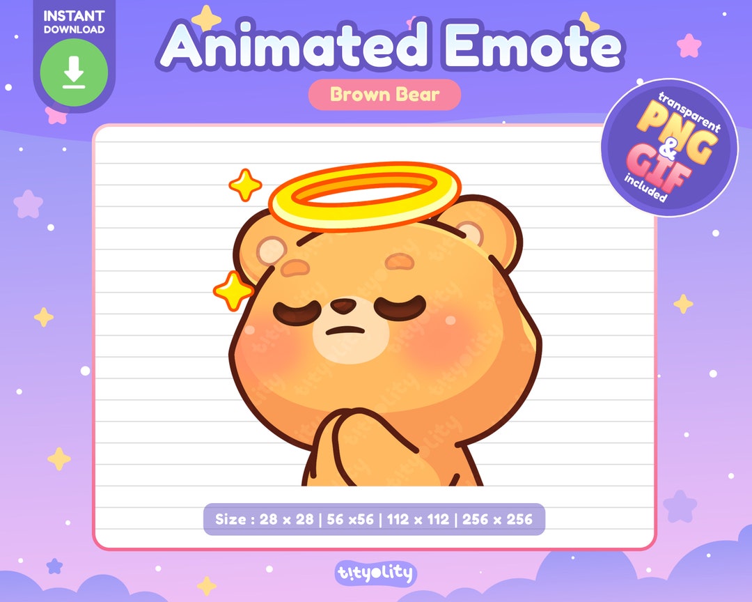 Cute Bear Animated Emote | Pray Emote | Kawaii Brown Bear Emoji for ...