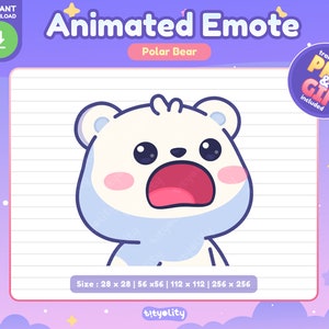 Cute Polar Bear Animated Emote | Gasp Emote | Little Polar Bear Emoji ...