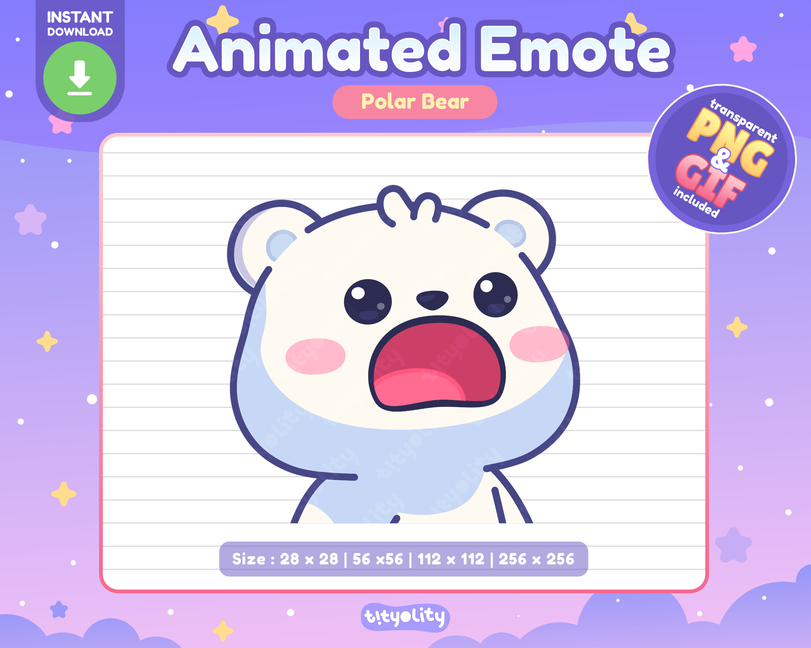 Cute Polar Bear Animated Emote | Gasp Emote | Little Polar Bear Emoji ...