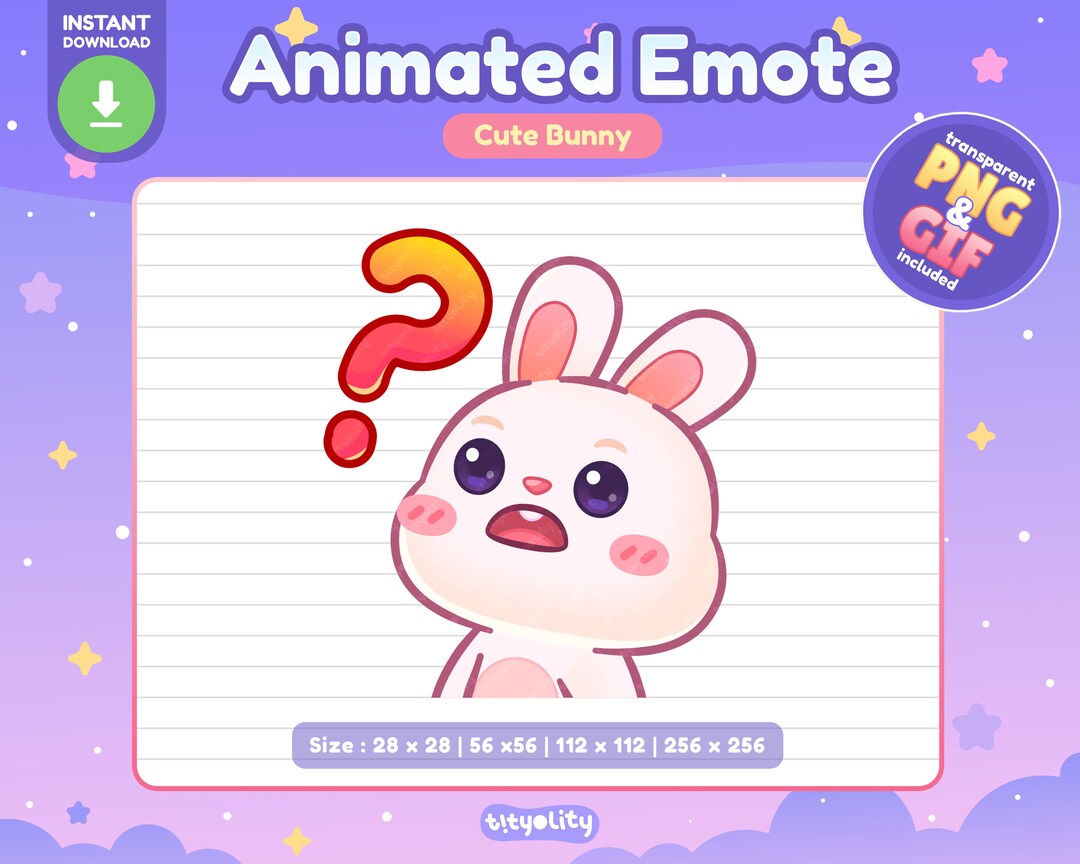 Cute Bunny Confused Emote | Animated Twitch, Discord, Youtube (GIF ...